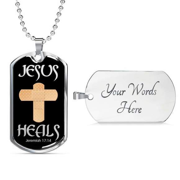 Express Your Love Gifts | Jewelry | Jesus Heals Jeremiah 714 Dog Tag ...